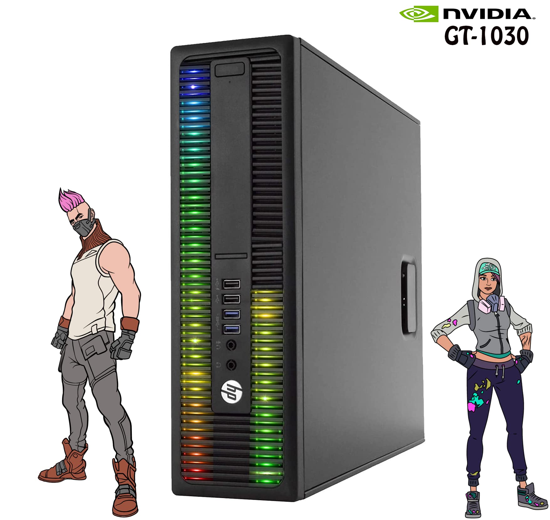 HP RGB Lights PC Desktop Computer Intel Core i7-6700 3.40Ghz Proccesor 16GB DDR4 Ram 2TB Hard Drive, NVIDIA GeForce GT 1030 Graphics, Windows 10 Pro (Renewed)