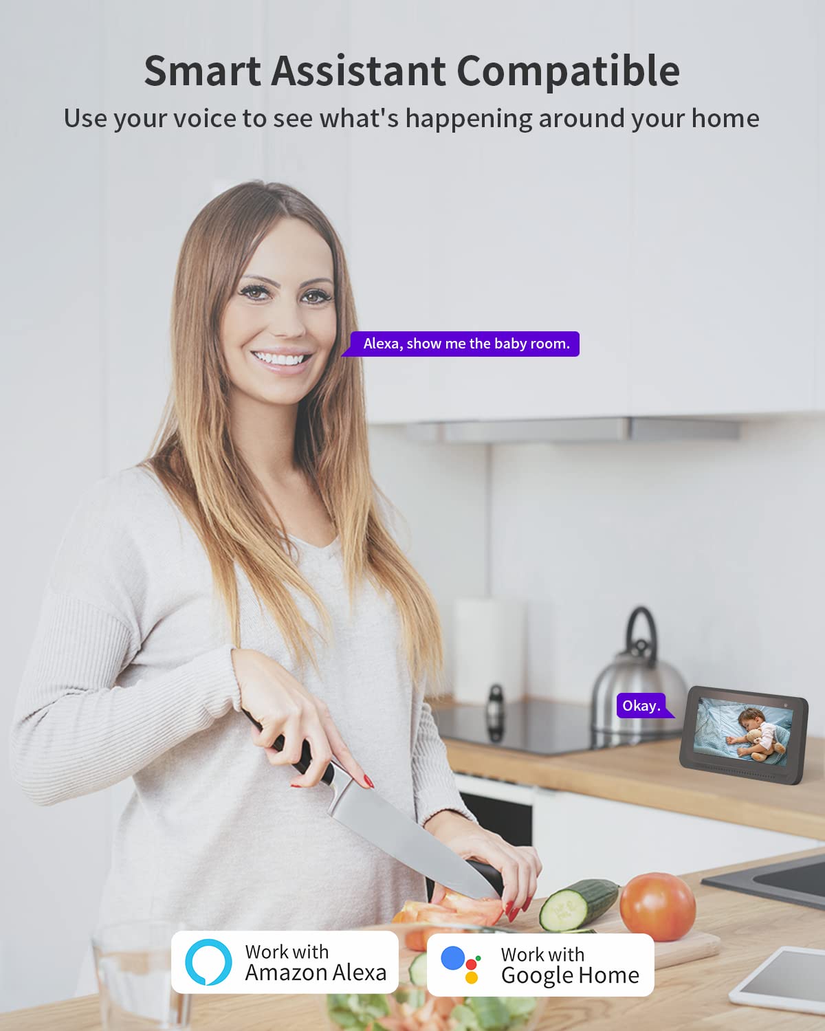Xbro Security Camera/Baby Monitor, 1080P HD Indoor Camera Includes Night Vision, Motion &Sound Detection, 2-Way Audio, Cloud & SD Card Storage, Compatible with Alexa and Google Assistant