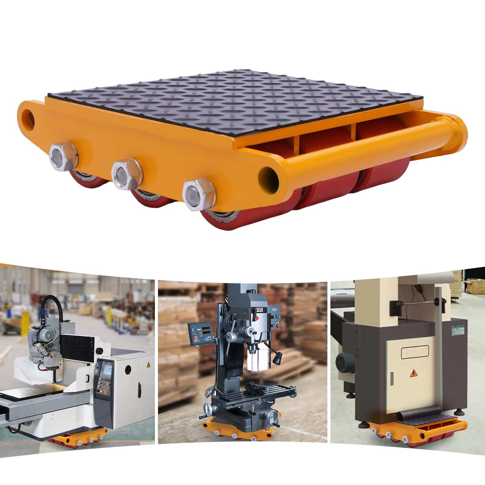 Industrial Machinery Mover, 15T Machinery Skate 33000LBS Machinery Skate Dolly with 9 Rollers, 360 Degree Rotation Machine Dolly Skate Moving Skate Mover Skate, Heavy Duty Moving Equipment