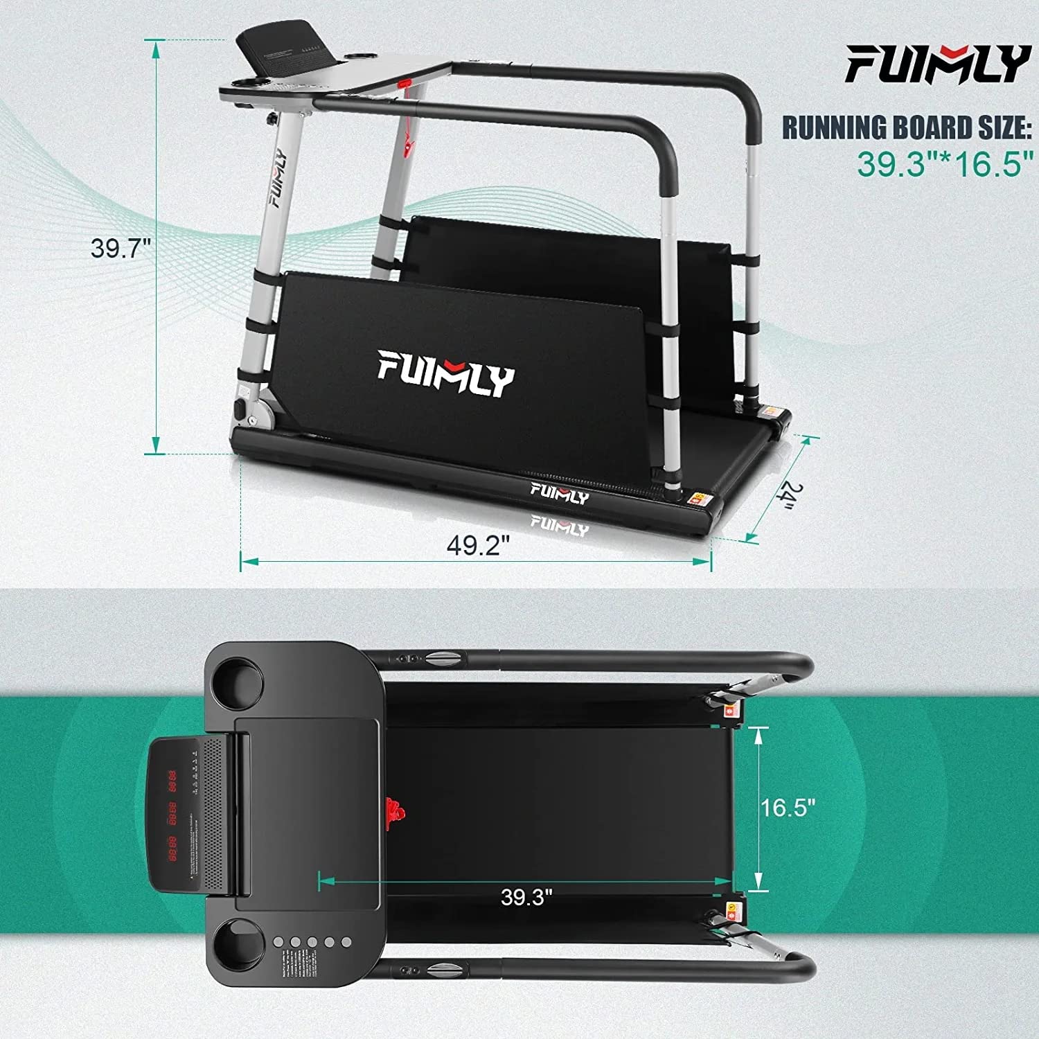 FUNMILY 4-in-1 Treadmill with Large Desk, 2.25HP Folding Electric Treadmills, Pet Treadmill, LCD Display, Bluetooth Speakers, Walking Jogging Running Machine for Home/Office Use