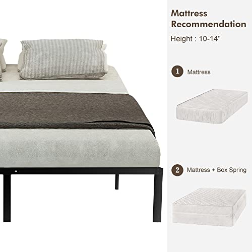 Pliwier 14 Inch Platform King Bed Frame, Heavy Duty Metal Bed Frame King Size, No Box Spring Needed, Anti-Slip, Noise Free, Easy Assembly (Black, King (U.S. Standard))