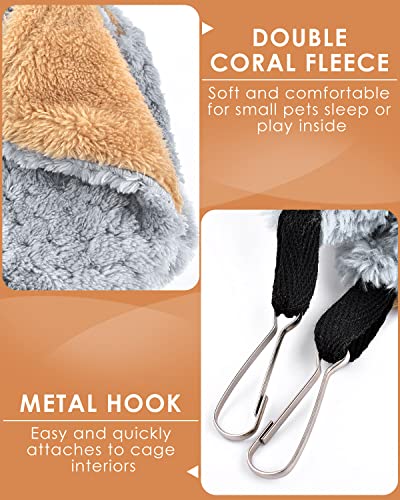 TINDTOP Small Animals Hammock, Ferret Sugar Glider Triple Bunk Bed Cage Warm Plush Hanging Hammock Bed Hideout for Hamster Guinea Pig Rat Ferret Chinchilla (Grey)