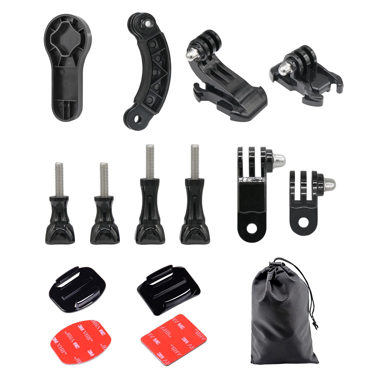 Haoyou Helmet Sticky Attachment Kit Compatible with Gopro Hero 12 11 10 9 8 7 Helmet Adhesive Mounts Extension Accessories（15 in 1）