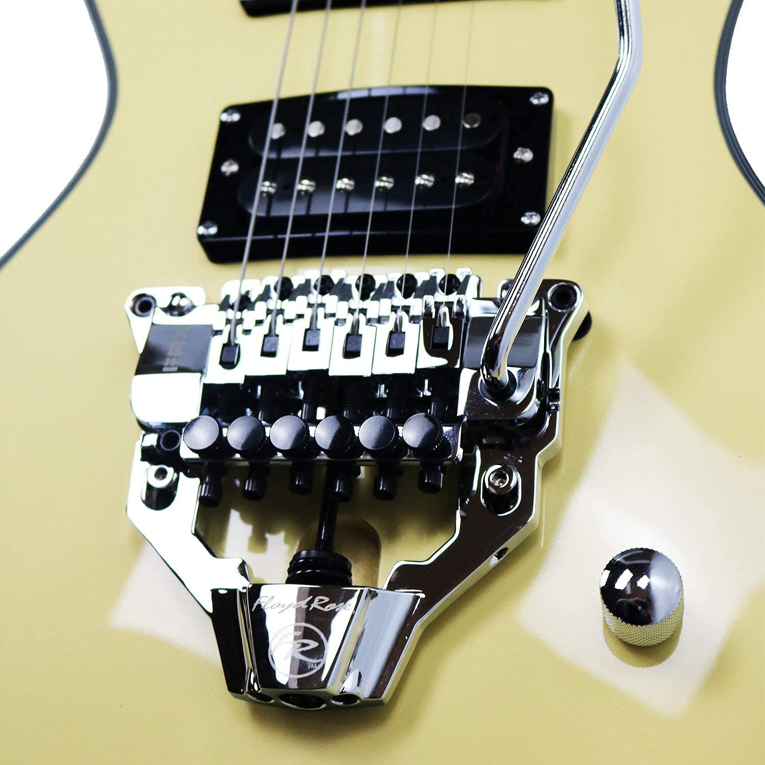 GoDpsMusic 6 String Sawtooth Heritage 24 Fret Guitar with Floyd Rose FRX System, Gig Bag, Right, Antique White with Accessories (ST-H70-FRX24-ATQWH-KIT)