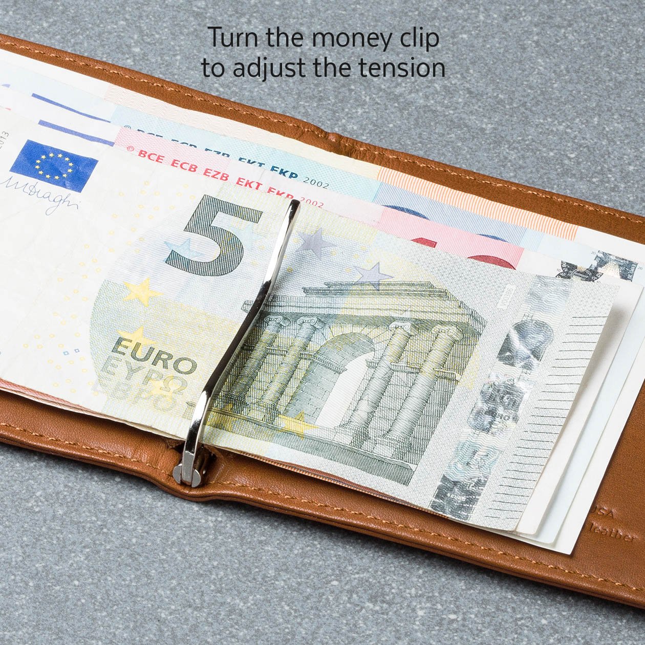 Distil Union - Wally Euro, Slim Leather Wallet with Coin Pouch and Money Clip (Ink)