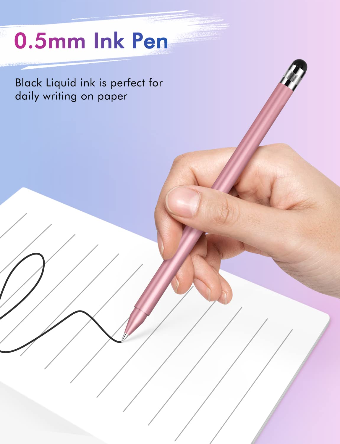 MEKO Touch Screen Pens 2 in 1 Universal Stylus Pens Black Ink Pen Stylist Pens for iPad/iPhone/Tablet/Laptops/Samsung Galaxy All Capacitive Touch Screens- 3 Pack