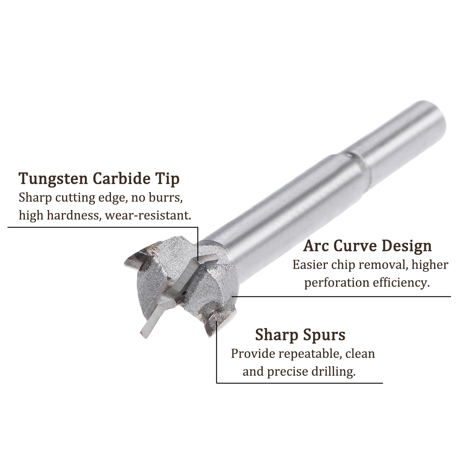 Kozelo Forstner Drill Bit - [32mm] Tungsten Carbide Auger Opener for Wood Furniture Hinge Woodworking Use, Round Shank, Gray
