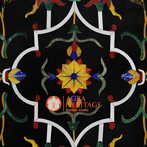 Marble Dining Side Table Top Marquetry Inlaid Gemstone Home Garden