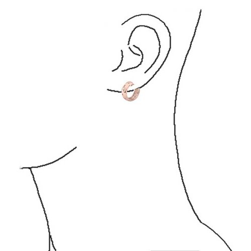 Zig Zag Bezel Set Cubic Zirconia Wide Kpop Huggie Hoop Earrings For Women For Rose Gold Plated .925 Sterling Silver