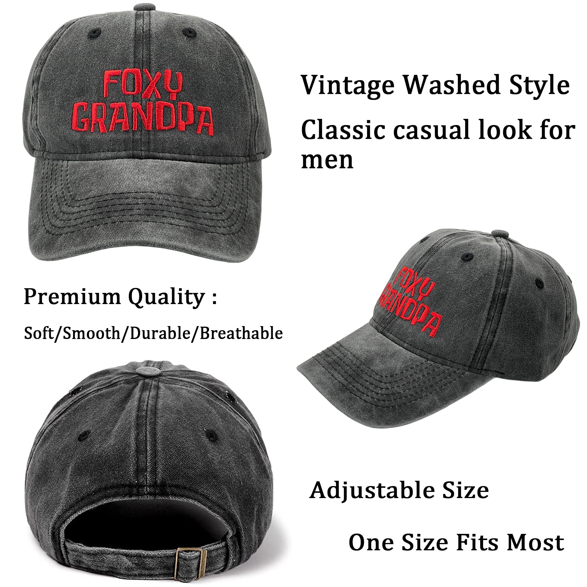 Funny Humor Foxy Grandpa Dad Gifts Baseball Hat Distressed Vintage Trucker Cap for Men
