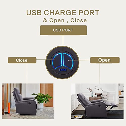 FANYHOME Electric Power USB,Fabric Single Sofa, Home Theater Seating with Recliner Function,Ergonomic Lounge Chair for Small Room 35.4" D x 30" W x 39.8" H, Grey
