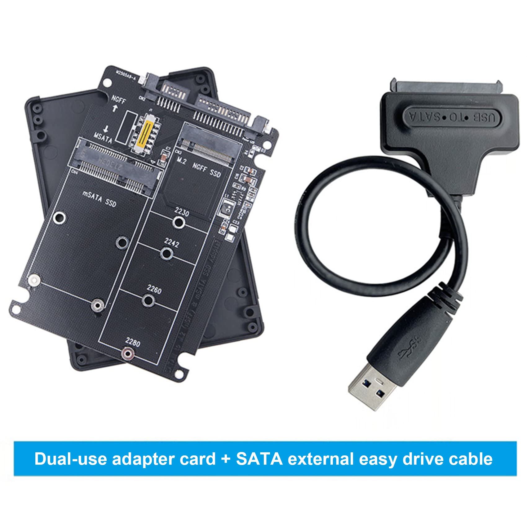 HICCYRODLY M.2 NGFF Card Card M.2 NGFF MSATA SSD to 3.0 Card 2 in 1 Converter Card with Shell+USB3.0 Drive