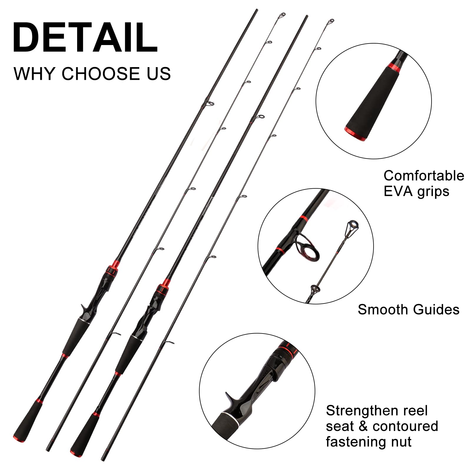 Fertilundant Casting Fishing Rod,7Ft Durable Combo Lightweight Sensitive Fishing Pole,2pcs Design Carbon Fiber ML Casting Seafishing Rod
