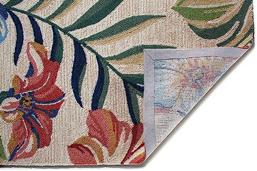 New Home Cyrus Hand-Made Indoor/Outdoor Tropical Floral Area Rug - Ivory 7'6" x 9'6"