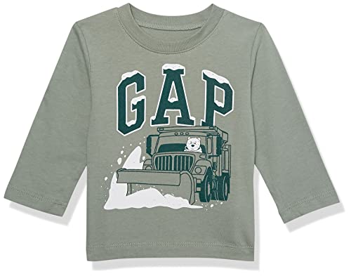 GAP Baby Boys Long Sleeve Logo T-Shirt T Shirt, Gasoline Green, 3T US