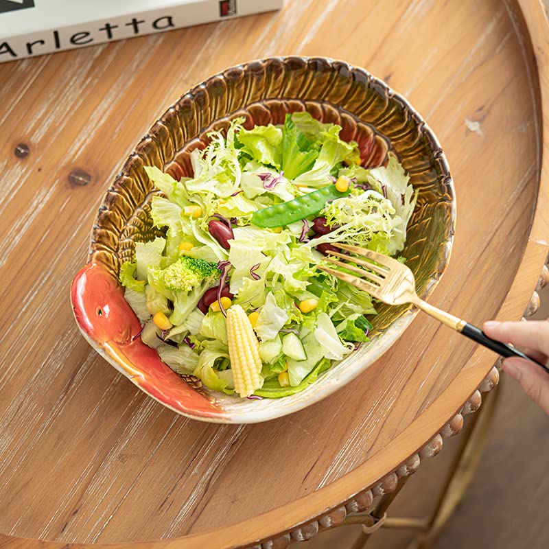 YINYUEDAO Turkey Style Ceramic Salad Bowl - Multifunctional Serving Bowl for Fruit, Ramen, Salad, Pasta, Soup, Popcorn - Ideal large bowl for Parties, Festivals, Events, etc.