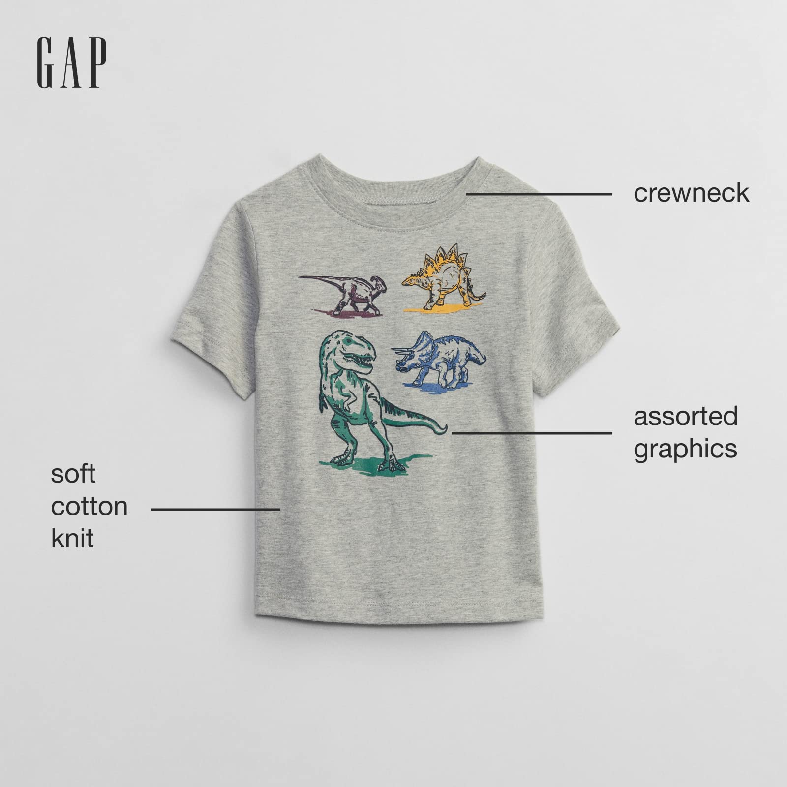 GAP Baby Boys Short Sleeve Graphic Tee T Shirt, Light Heather Grey B08, 3-6 Months US