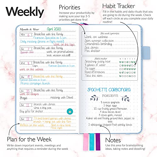 GoGirl Planner and Organizer for Women – Pocket Weekly Planner, Goals Journal & Agenda for Time Management & Productivity. Undated (Light Blue)