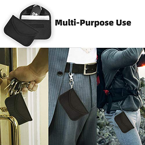 Faraday Bag,Car Key Signal Blocker Case,LEOKE Faraday Bag Keyless Entry Fob Guard RFID Signal Blocking Pouch Bag, Antitheft Lock Devices Theft Fob Protector Pouch,WiFi/GSM/LTE/NFC/RF Blocker(2 Packs)