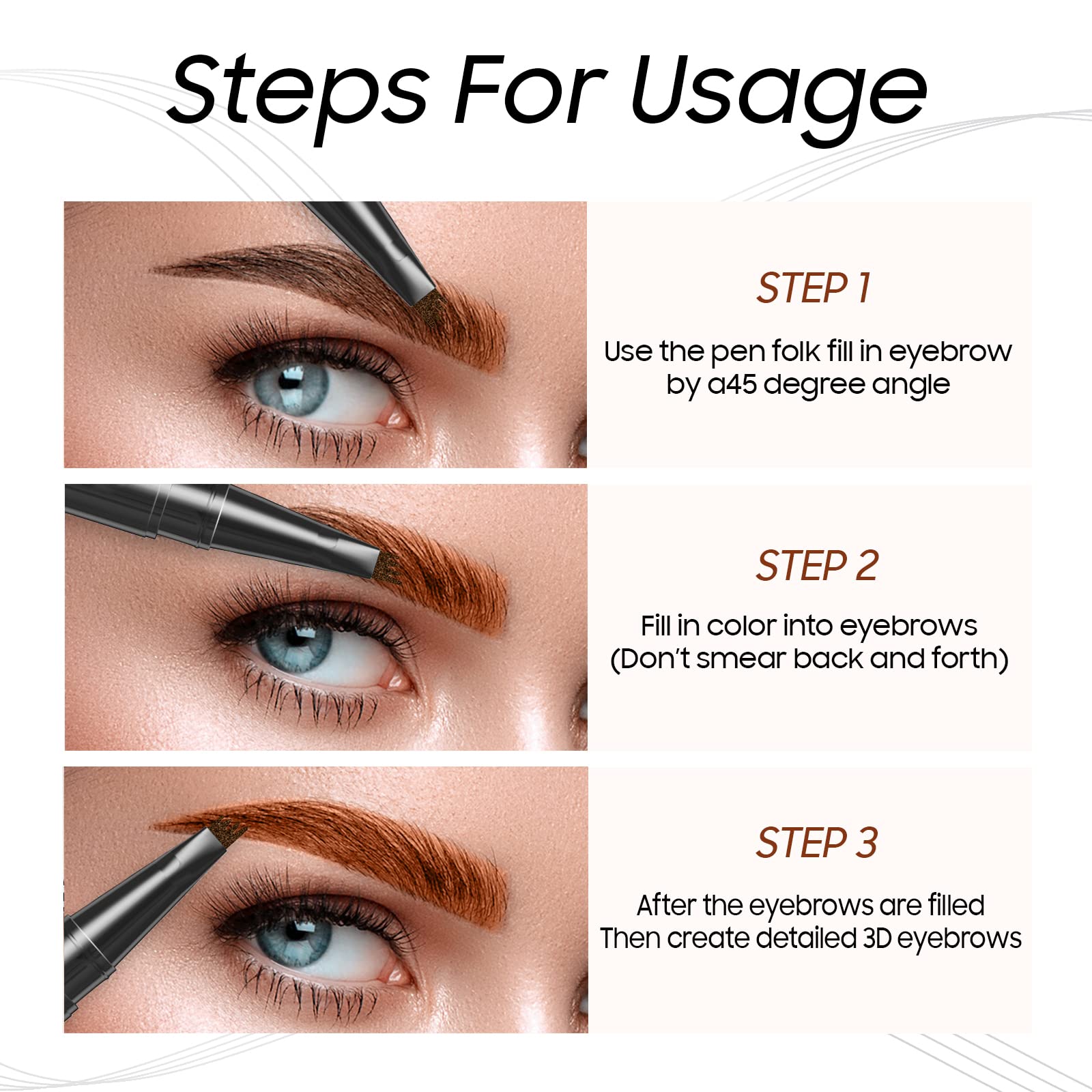 Eyebrow Pencil Eyebrow Microblading Pen - Eyebrow Makeup Micro 4 Point Brow Pen Lift & Snatch Makeup Pen Long-Lasting Waterproof Brow Pen, Creating Natural Looking Brows Effortlessly (02 Dark Brown)