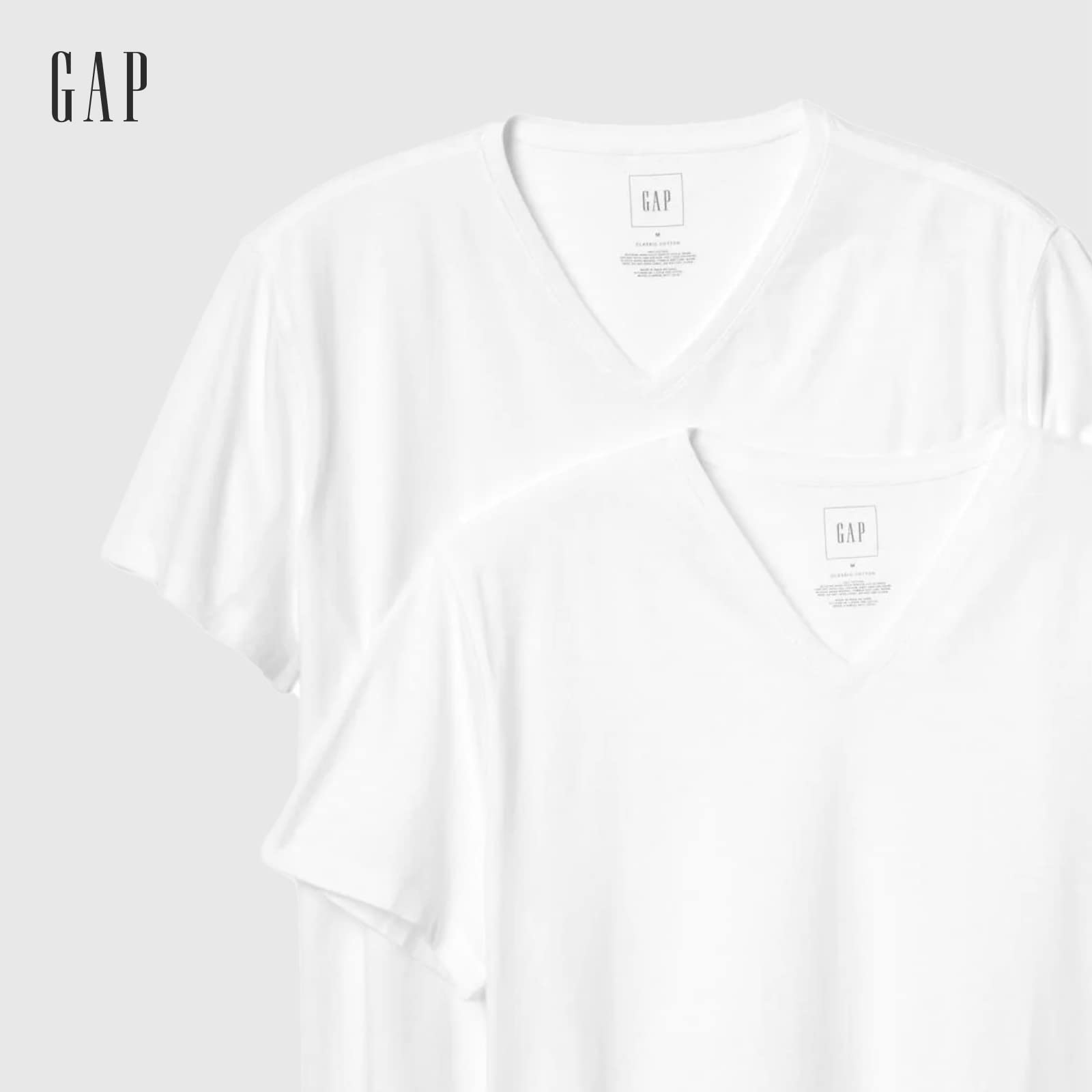 GAP Mens Classic V T-Shirt (2-Pack) T Shirt, True Black, XX-Large US