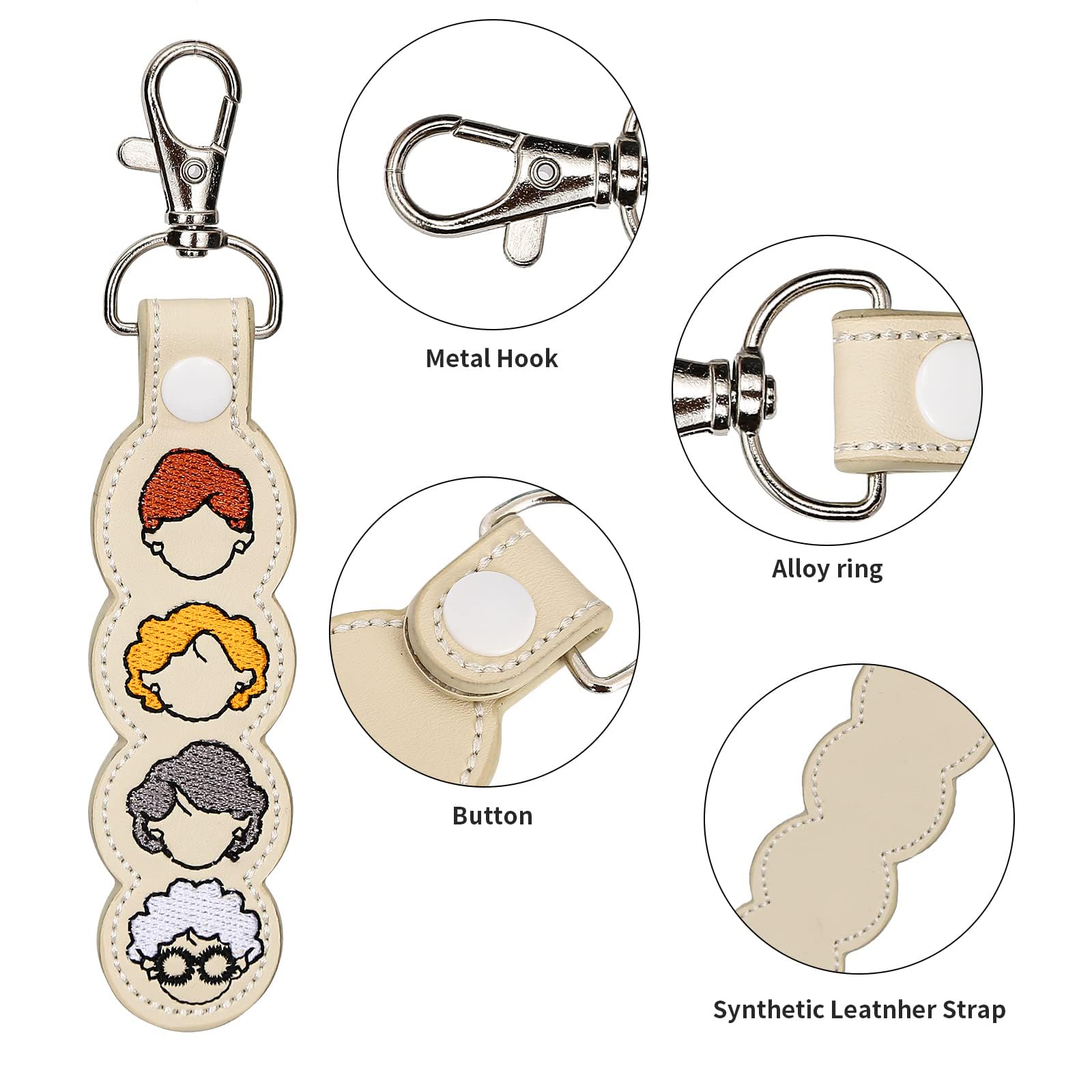 HappyDaddy Leather Keychain, Womens Keychain,Keychain Best Gift for Great Birthday or Christmas Gift(Golden Girls)