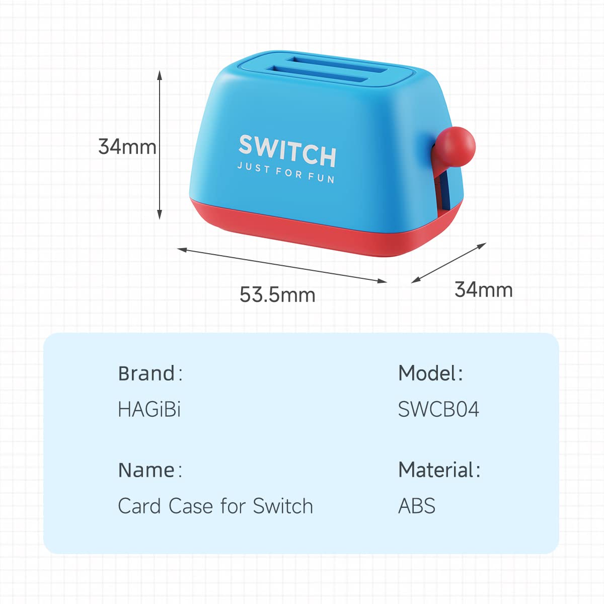 Hagibis Switch Game Card Case for Nintendo Switch/Lite/OLED Portable Cute Toaster Switch Game Card Storage Holder with 2 slots Switch Game Cartridge (Blue)