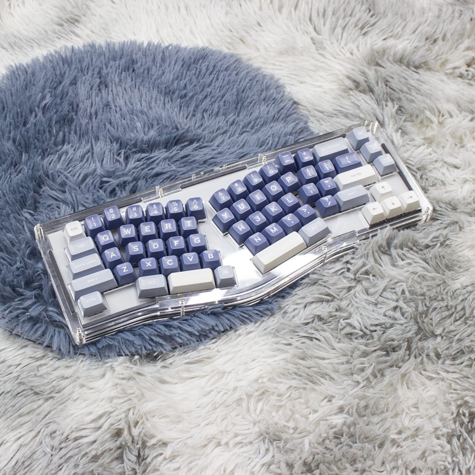 Hyekit Custom Gaming Keyboard - Alice Layout 66 Keys - Support QMK/Via - Gasket Structure - USB C Wired Mechanical Keyboard Kit - RGB Hot Swappable Switches & Keycaps - Acrylic Shell - Transparent