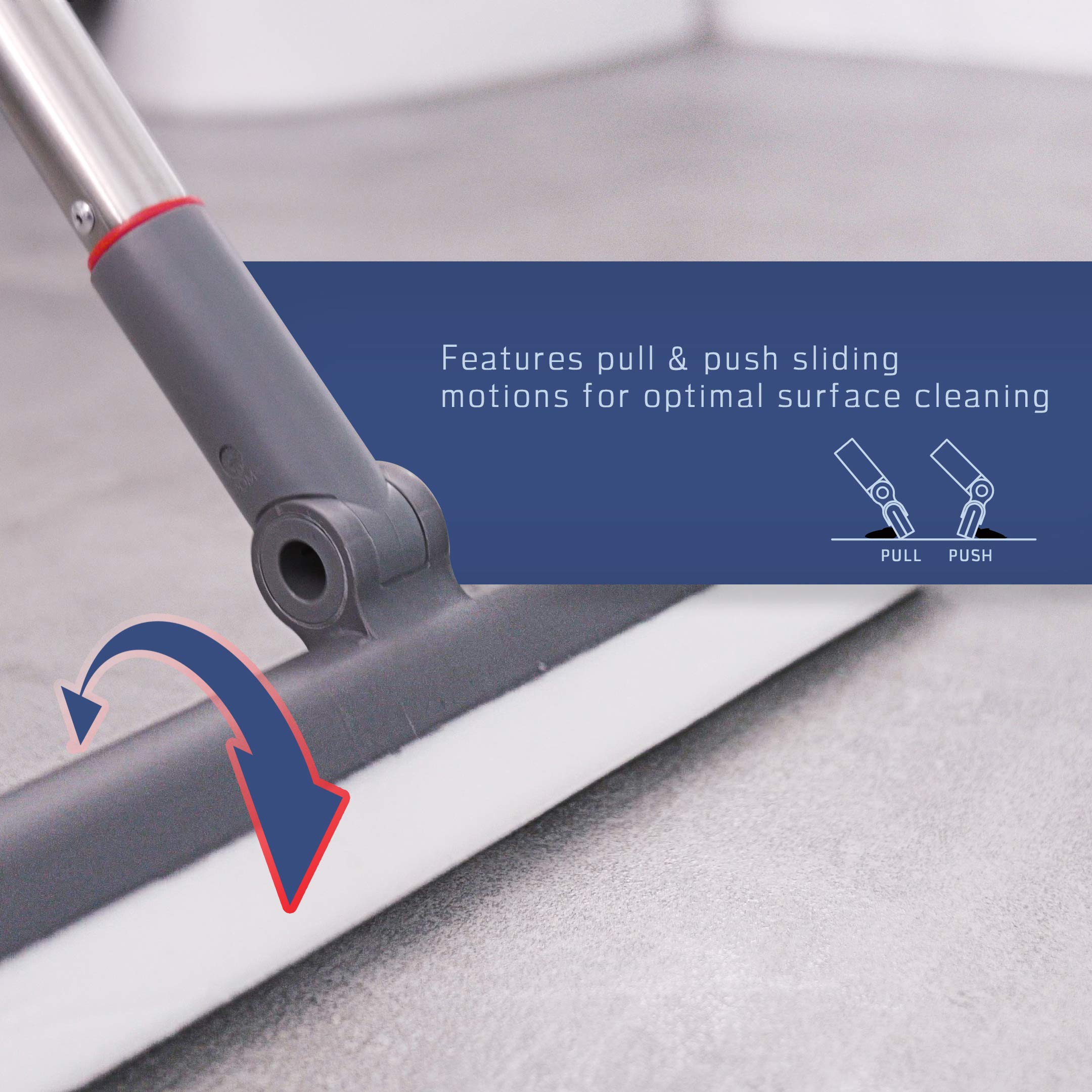 FAYINA Premium Dual-Blade Floor & Window Foam Squeegee 13.75 Inches with Stainless Steel Handle Extendable up to 56 Inches (for Smooth Surfaces)