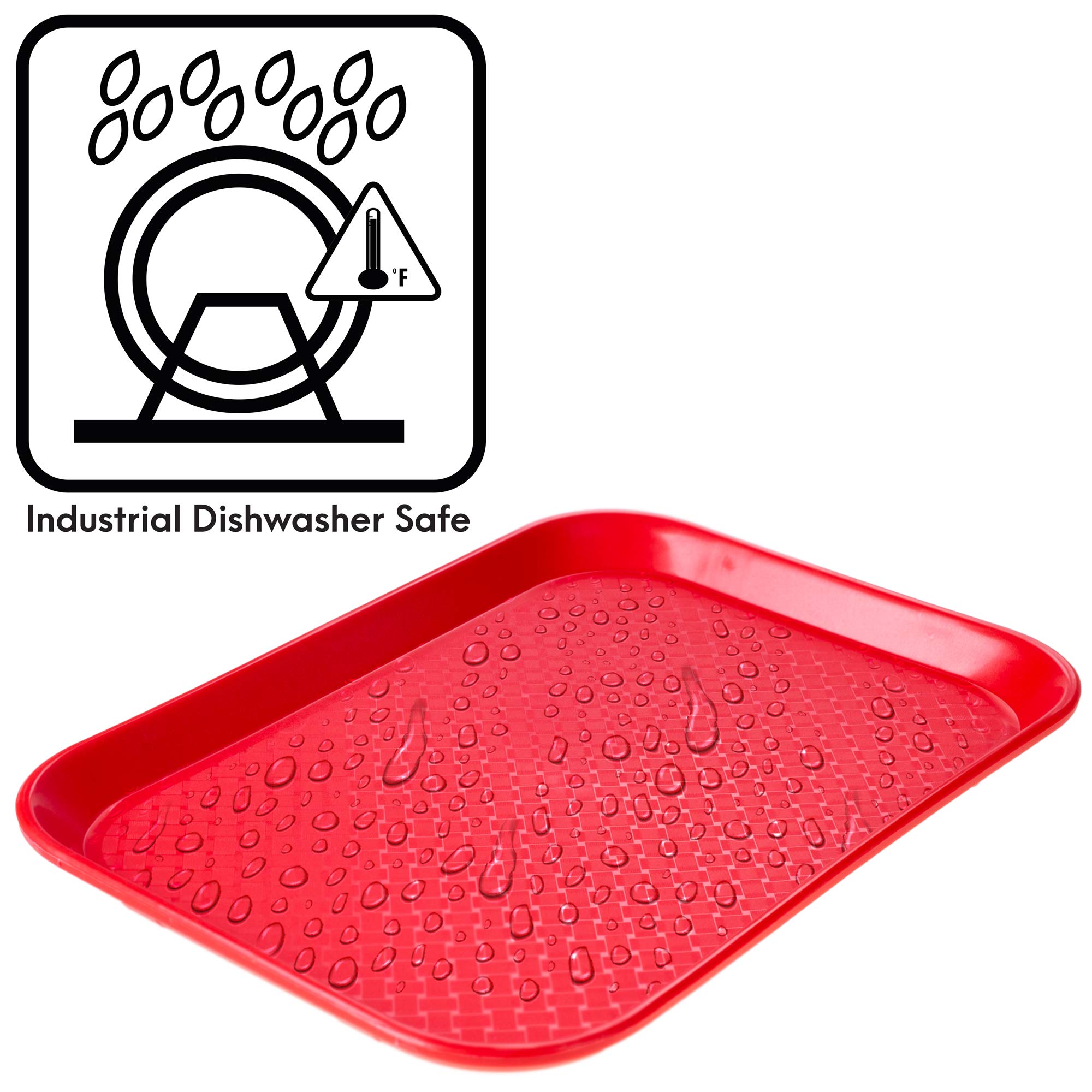 Fast Food Cafeteria Tray | 14 x 18 Rectangular Textured Plastic Food Serving TV Tray | School Lunch, Diner, & Commercial Kitchen Restaurant Equipment (Blue)