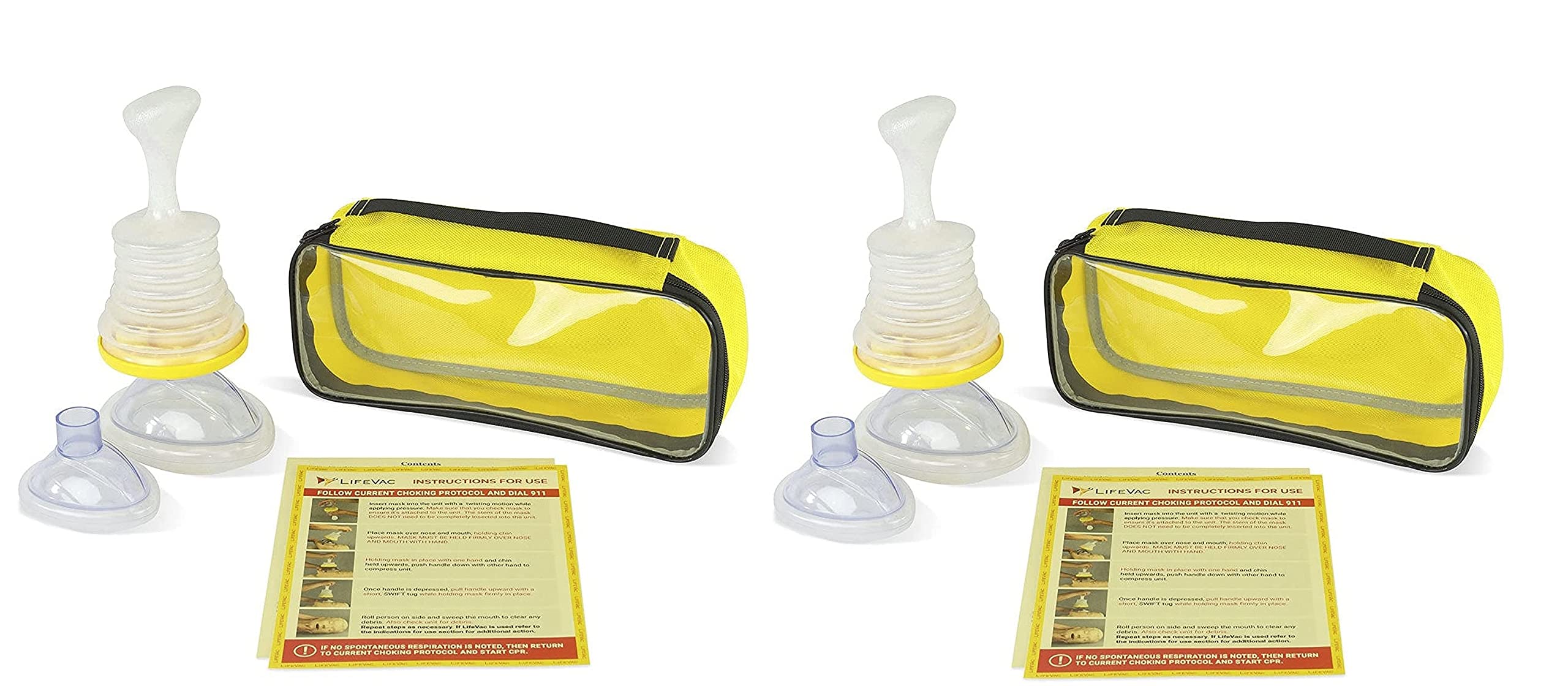 LifeVac Yellow Travel Kit 2 Pack - Portable Suction Rescue Device, First Aid Kit for Kids and Adults, Portable Airway Suction Device for Children and Adults