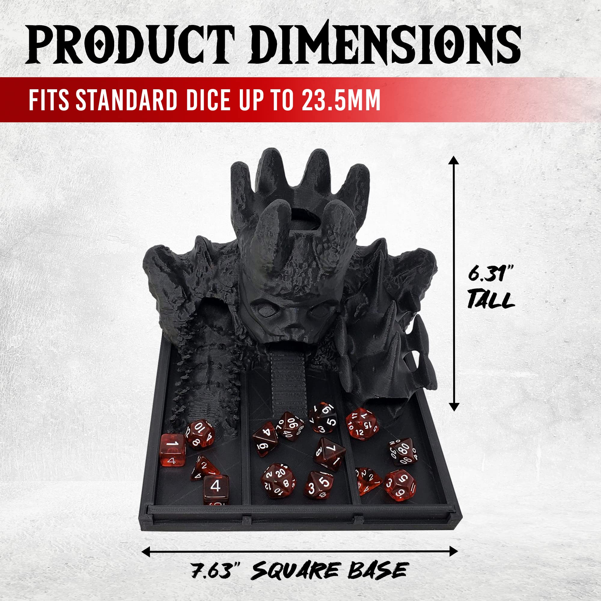 Harbor Loot Undead King Full Size Dice Tower Including 2 Sets of RPG Dice and Integrated Dice Tray