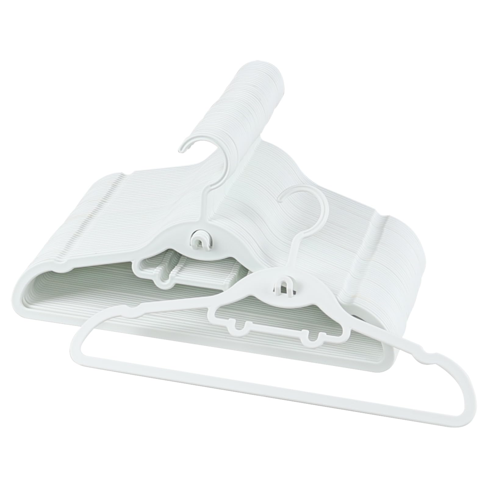 Minekkyes 50 Packs Home Clothes Hangers Plastic, White Basics Hangers, Durable Non-Slip Suit Coat Hanger with Shoulder Grooves