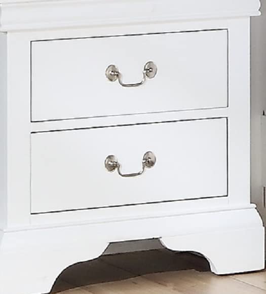 Petfu Modern Nightstand with 2 Drawers Solid Wood Bed Side Table End Table with Storage Classical Nightstand for Bedroom Living Room,White
