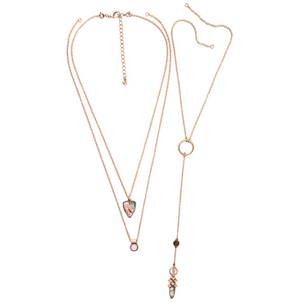 Exquisite Sequins Multilayer Pendant Necklace Multi-layer Bar Pendant Necklace Long Choker Necklace for Women Lady Girl (5)
