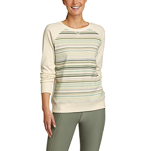 Eddie Bauer Women's Legend Wash Sweatshirt - Stripe, Ivory, X-Large