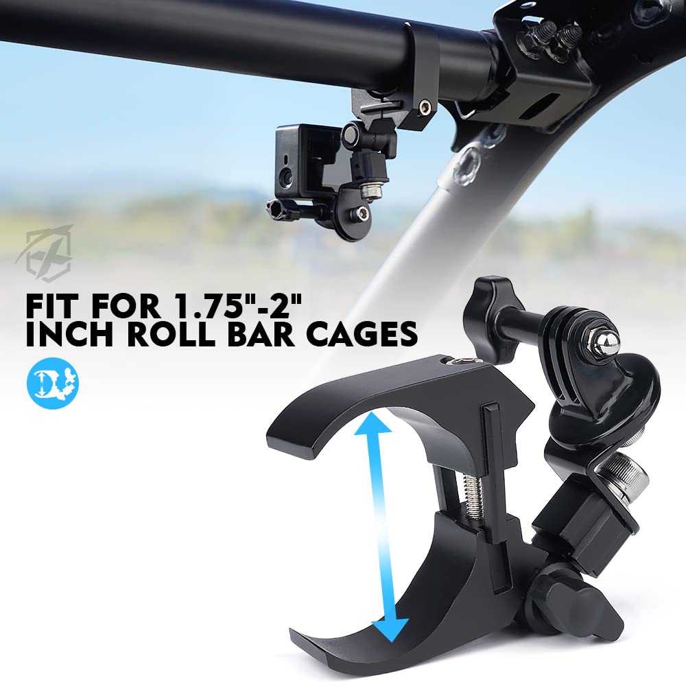 Xprite UTV C-Clamps Mounting Bracket Compatible with GoPro Fits 1.75" - 2 Inch Roll Bar Cages Mount, Heavy-Duty Aluminum Outdoor Camera Holder Brackets for Off-Road SXS RZR Can-Am Rollcage - 1 Pc