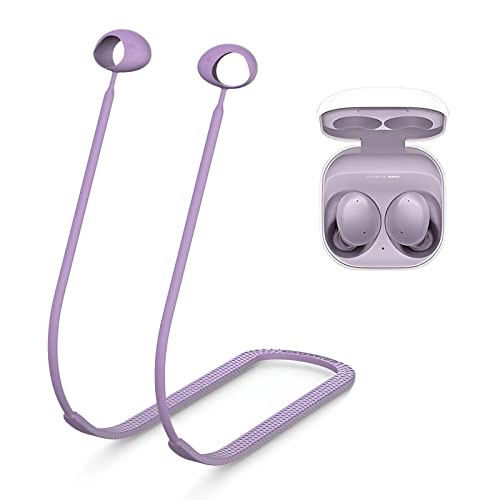 QYTOJQX Galaxy Buds 2 Strap String Lanyard Anti-Lost Leash Sports Neck Rope Cord, Soft Silicone Special Anti-Slip Texture Design Wireless Earphone, Compatible with Samsung Galaxy Buds 2 (Lilac)