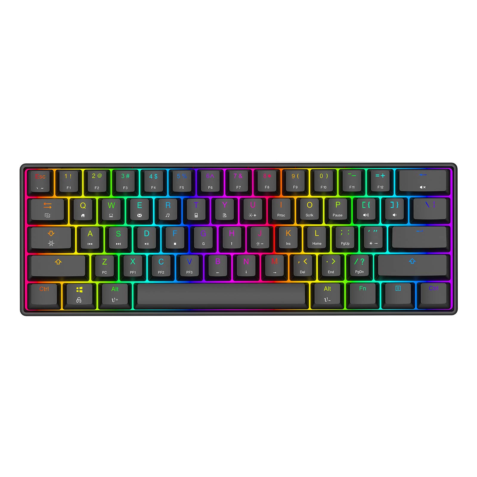 Golanhome 60% Mechanical Gaming Keyboard 61 Keys RGB Magic Refiner MK21 Mechanical Keyboard Portable Gaming Office Keyboard for PC Mac Gamer