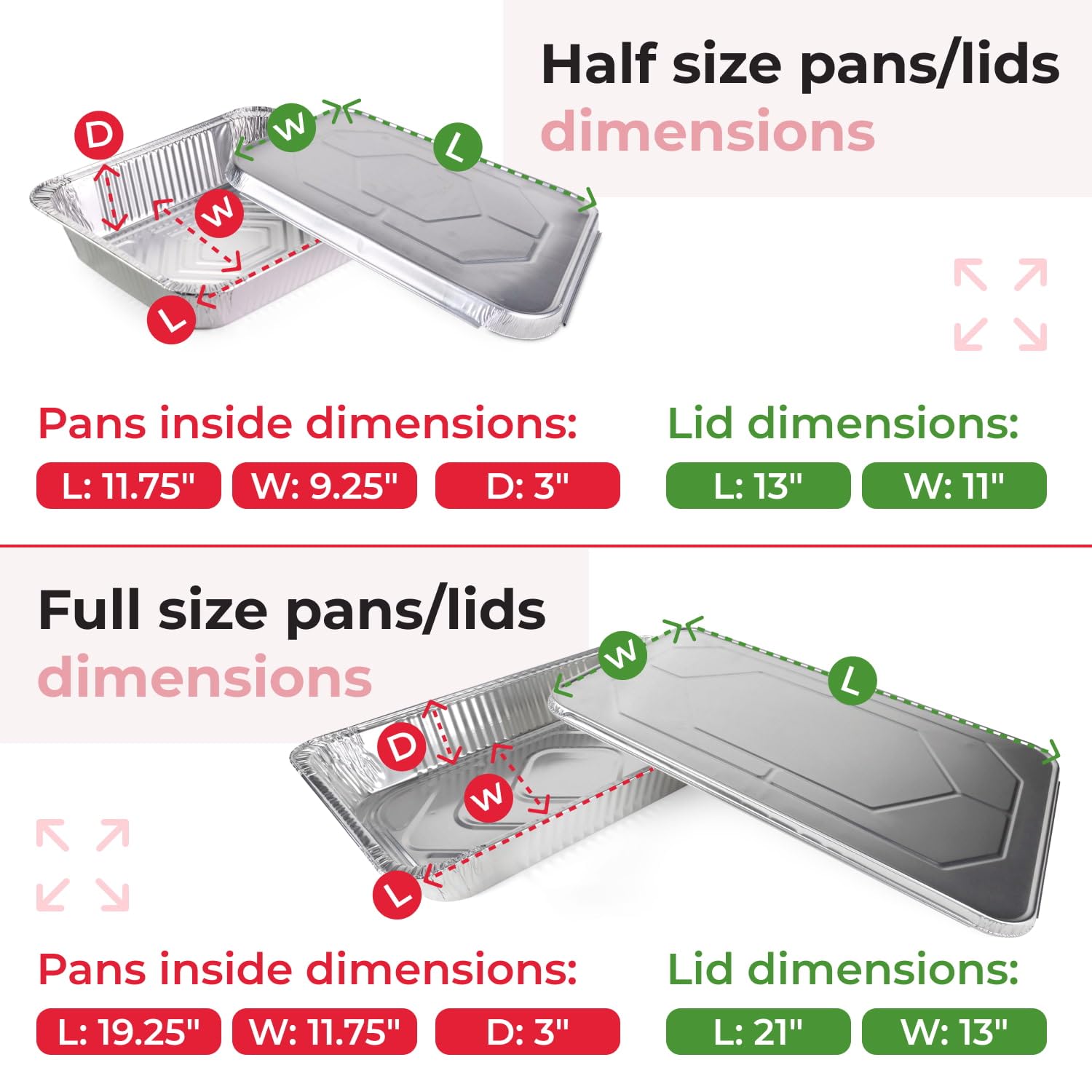 IDL Packaging Aluminum Foil Pans with Lids, Deep - 15 pc Chafing Dish Set - 5 Full Size and 10 Half Size Steam Table Pans + Lids - Disposable Cookware for Catering, Buffet, Party, BBQ