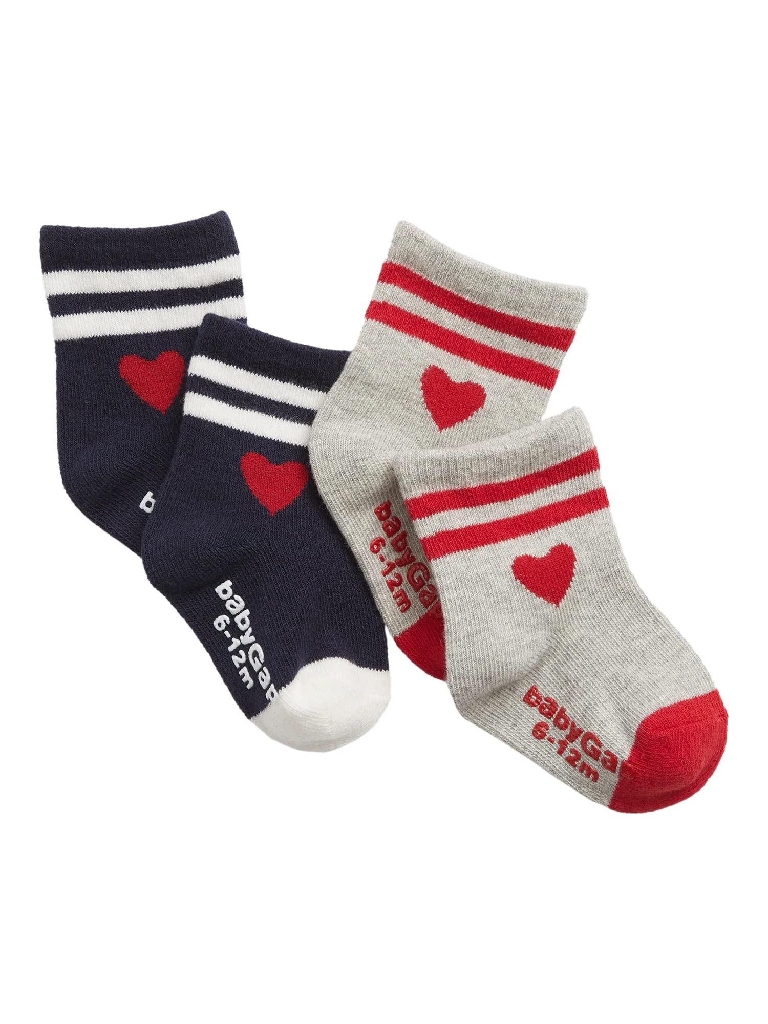 GAP Unisex Baby Crew Socks, Sp Heart Prt Vday Sock, 12-24 Months US