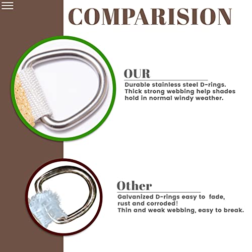 SUNLAX Sun Shade Sail, 6.5'x 9'10'' Brown Rectangle Canopy Shades for Outdoor Patio Pergola Cover Sunshade Sails UV Blocking Canovas Covers