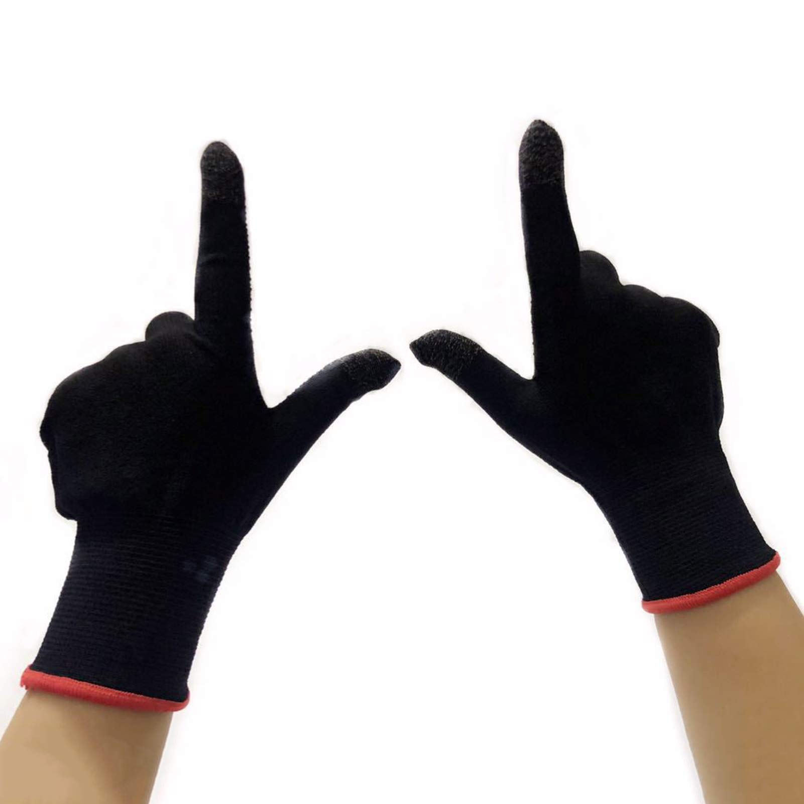 Gaweb 2Pcs Gaming Gloves for Mobile Phone Games, Warm Breathable Touch Screen Gaming Finger Sleeve Kit Black 1size
