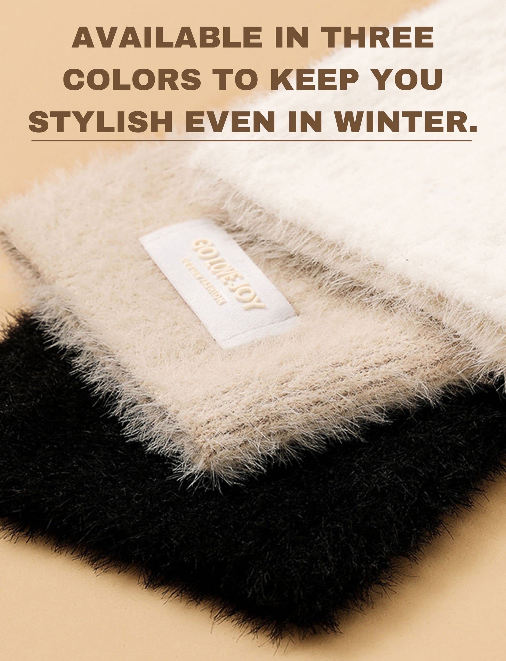Hymus Winter Arm Warmers Mittens Fuzzy Fingerless Gloves for Women, Touch Screen Gloves for Typing Driving
