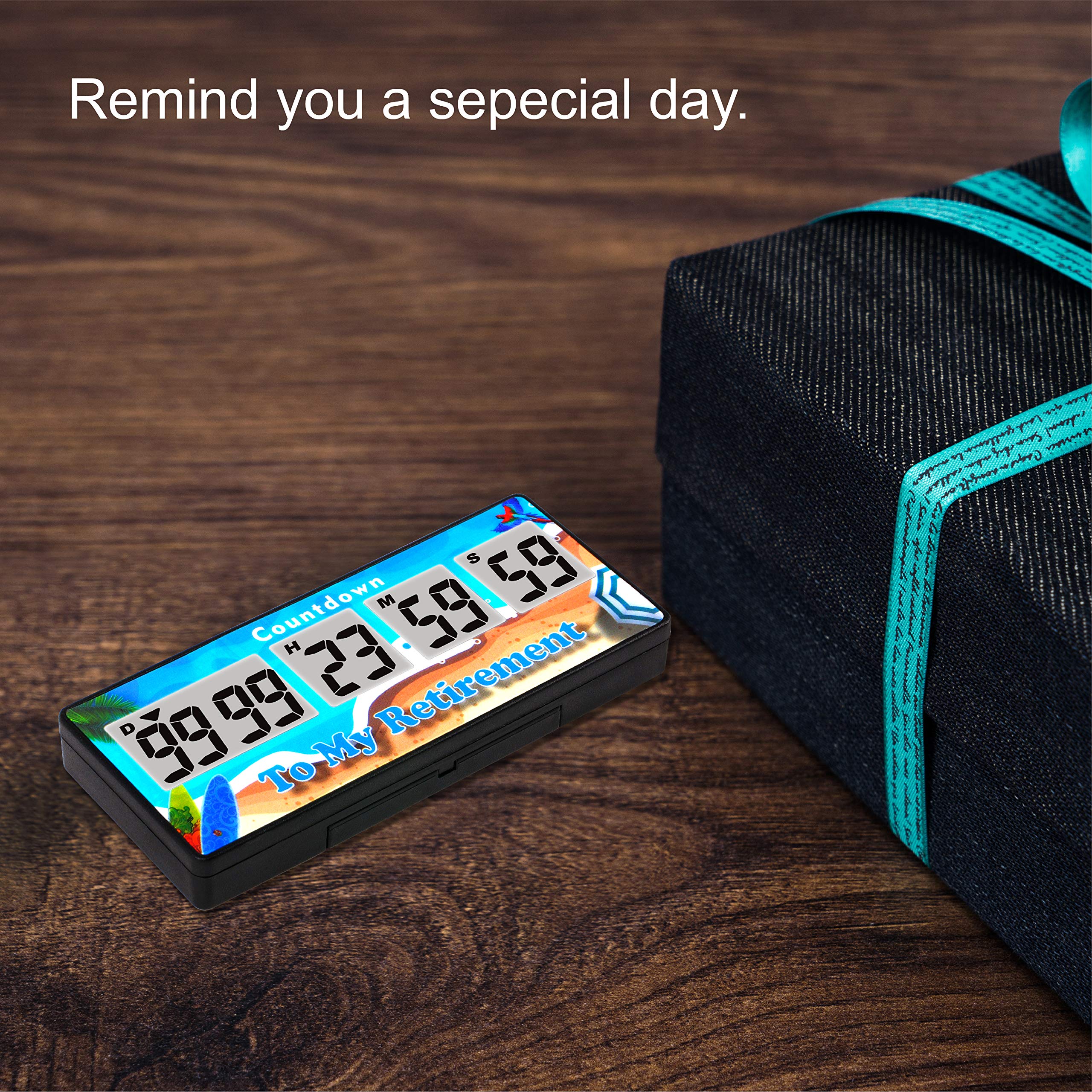 HonorMeet Digital 9999 Days Retirement Countdown Clock,Days Countdown Timer,Backlight Display,12 & 24 Hours Daily Calendar for Retirement Vocation Anniversary Graduation Special Days. (Blue)