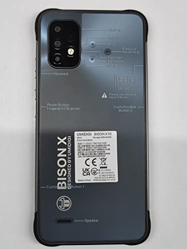 UMIDIGI Rugged Unlocked Smartphones, Bison X10 4G+64GB IP68/IP69K Waterproof Shockproof Phone Helio P60 Android 11 6.53" FHD+ 6150mAh Fast Charge NFC Rugged Smartphone