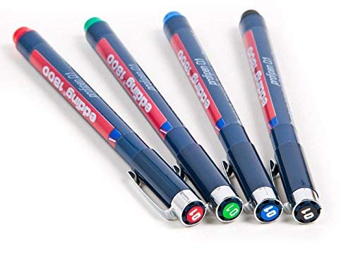 Edding 1800 Profipen Pigment Liner Drawing Pen - 0.1mm - [Set of 4 - Black, Blue, Red, and Green]