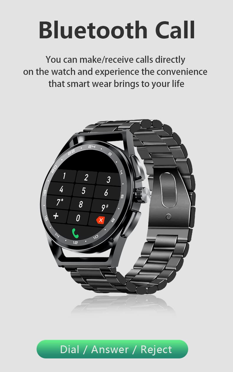MaLageB Smart Watch for Men,1.32 Inch Round Ultra HD Smartwatch Waterproof Activity Tracker with Text and Call Sleep Monitoring Blood Oxygen for Android Phones & iOS(Black Leather Strap)