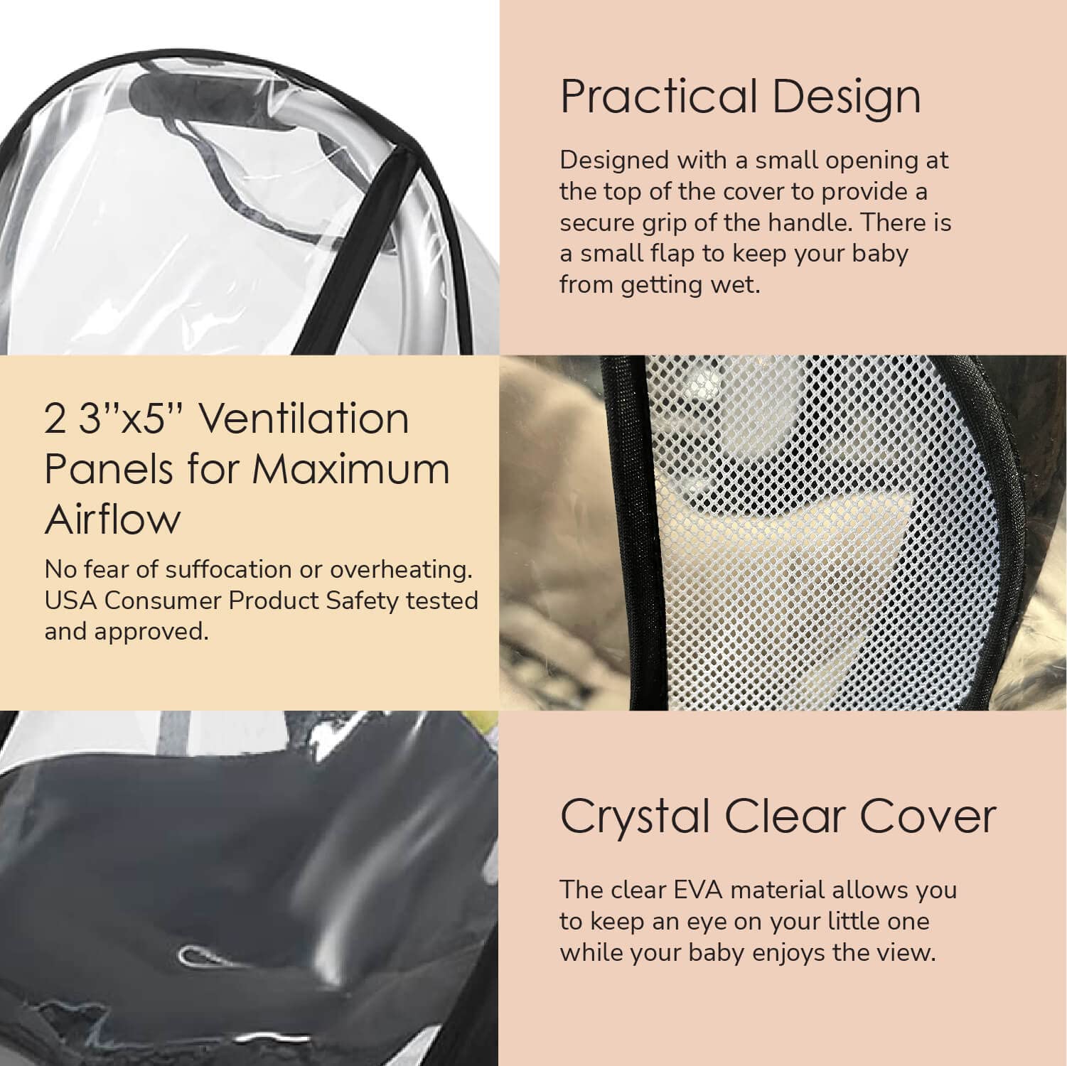 YAZZI & Co. Car Seat Rain Covers, EVA Food Grade Material, Well Ventilated, Universal Car Seat Cover for Babies, Waterproof, Windproof, Quick Access Double Zipper Opening