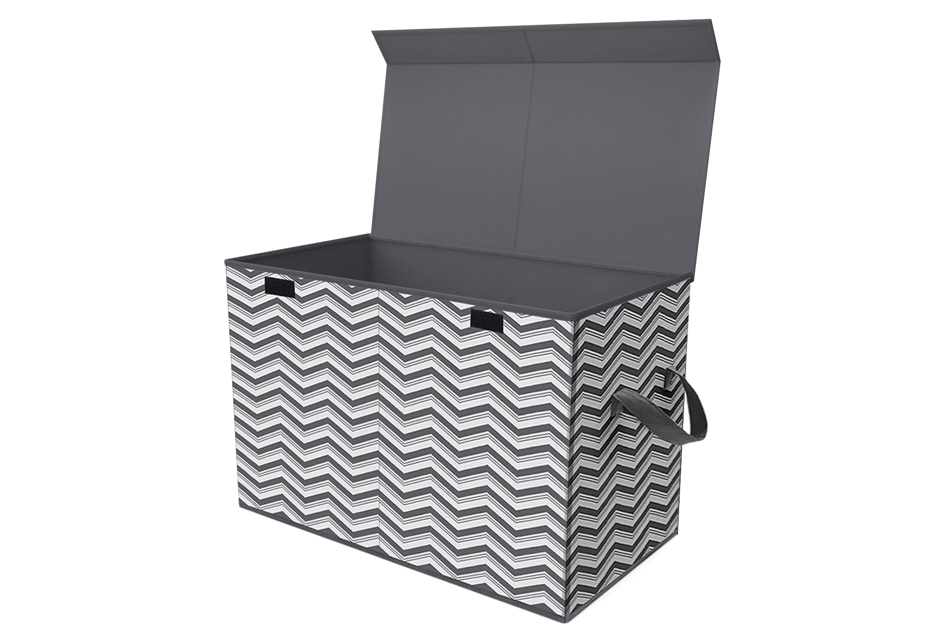 Lifewit Box Chest Storage Organizer, Large Collapsible Storage Bin with Flip-top Lid & Durable Handles for Playroom, Bedroom, Grey